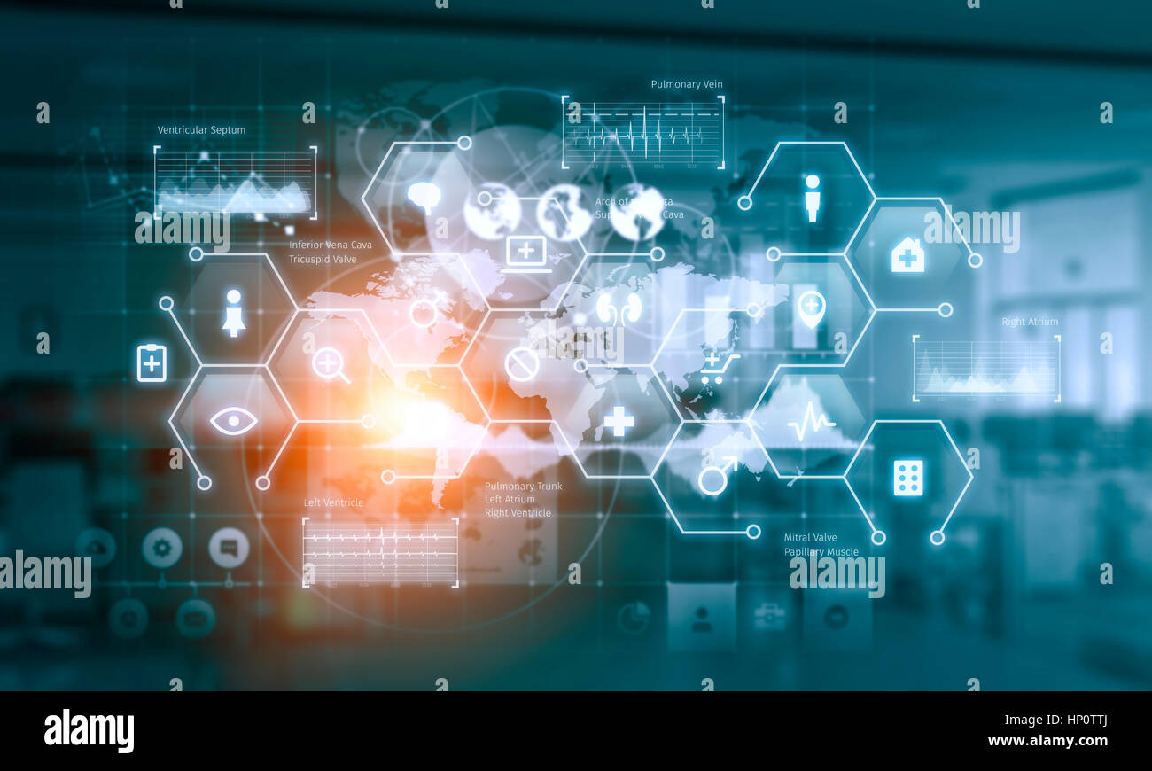 Modern office interior and social connection lines. 3D rendering Stock ...