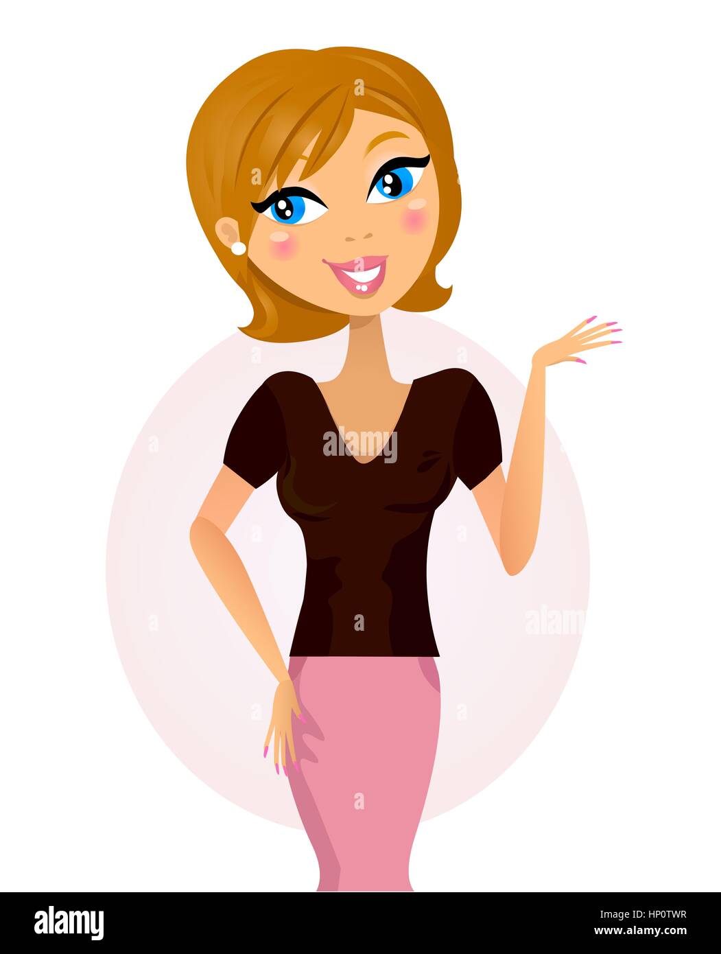 9444321 - happy smiling woman explaining something with hand. vector ...