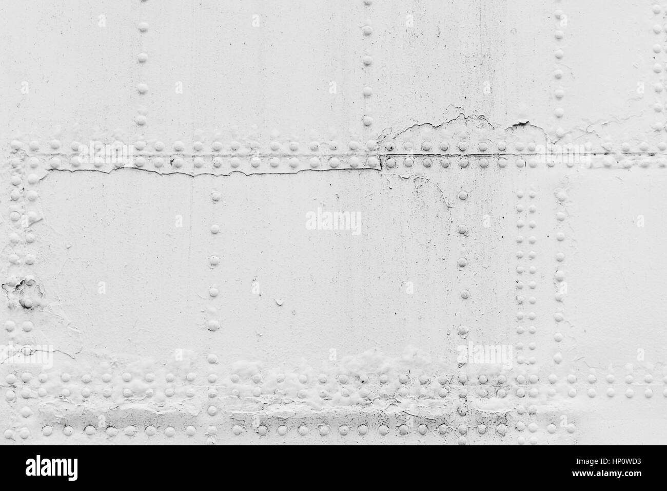 Old ship hull fragment, white iron sheets with rivets, background photo ...