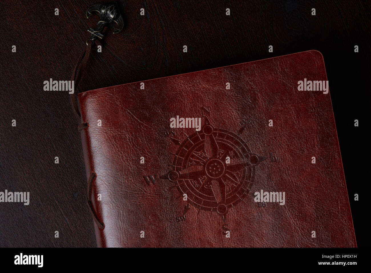 Leather book cover with sea ocean navigation travel background Stock ...