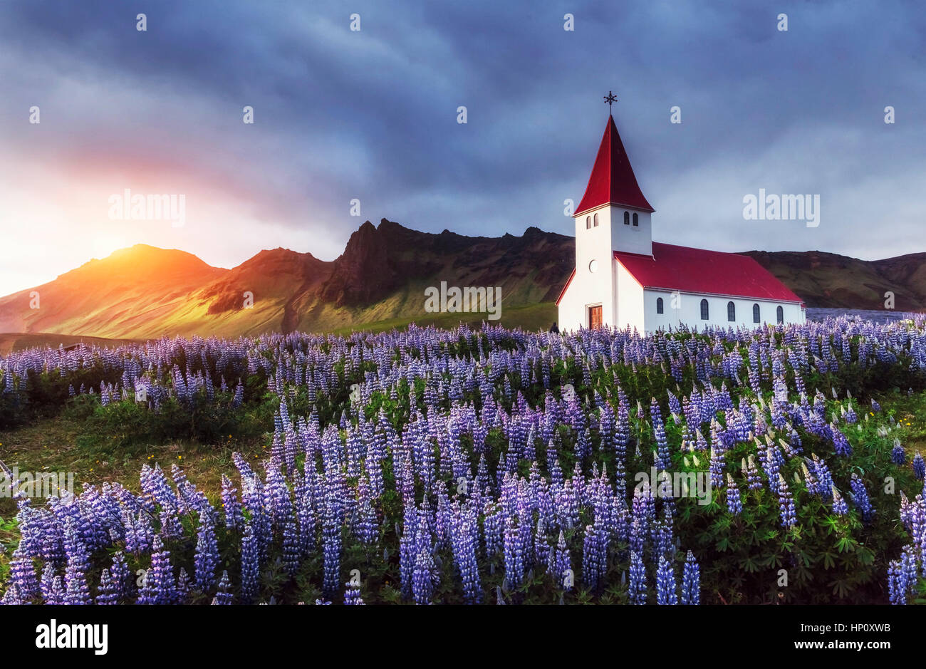 Lutheran church in Vik. Iceland Stock Photo - Alamy