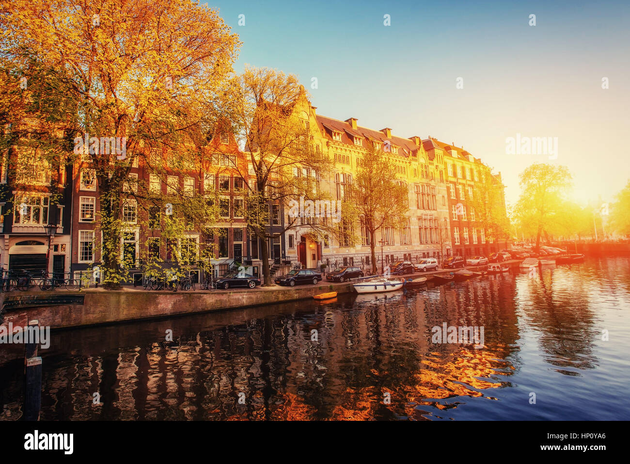 Fantastic sunset that shines on buildings Stock Photo - Alamy