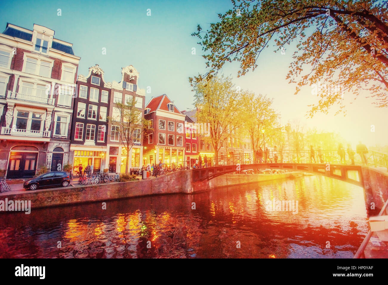 Fantastic sunset that shines on buildings Stock Photo - Alamy