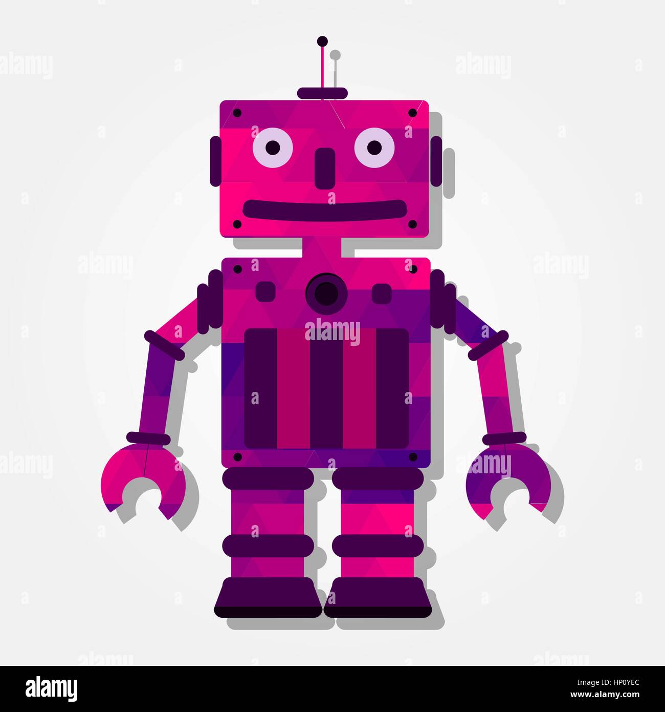 Robot with a colored triangles forming a gradient, purple to pink Stock ...