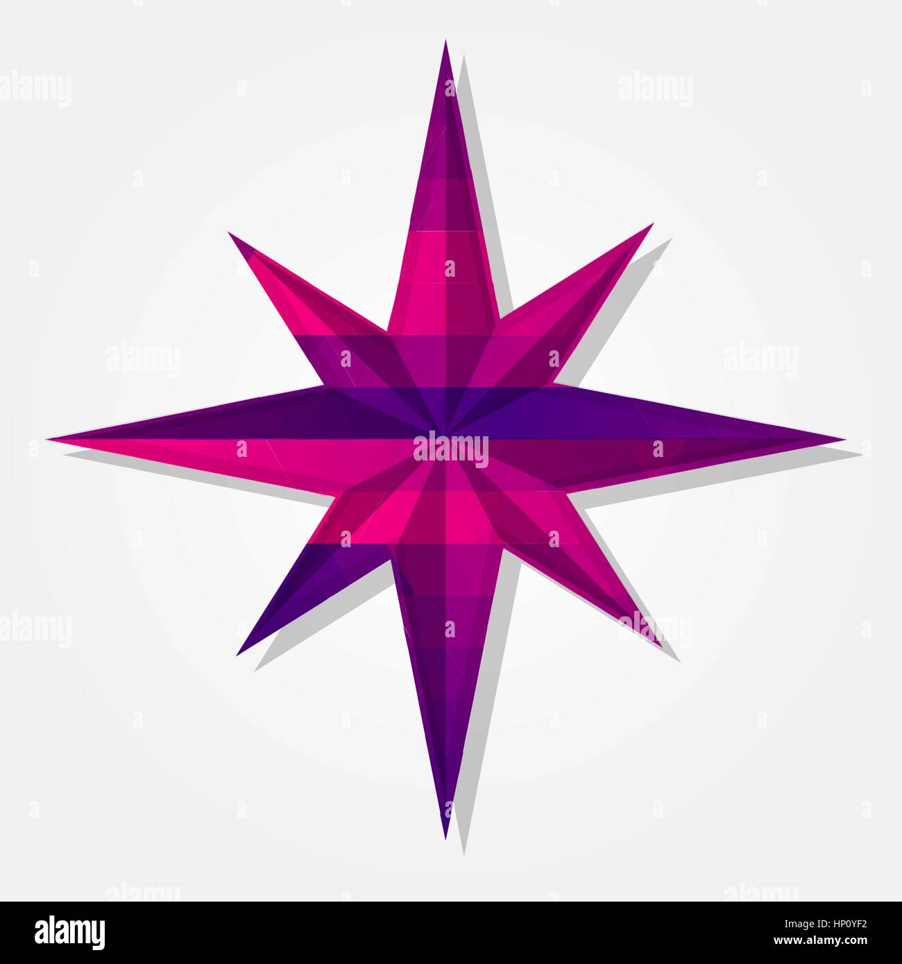 Wind rose symbol with a colored triangles forming a gradient, purple to ...