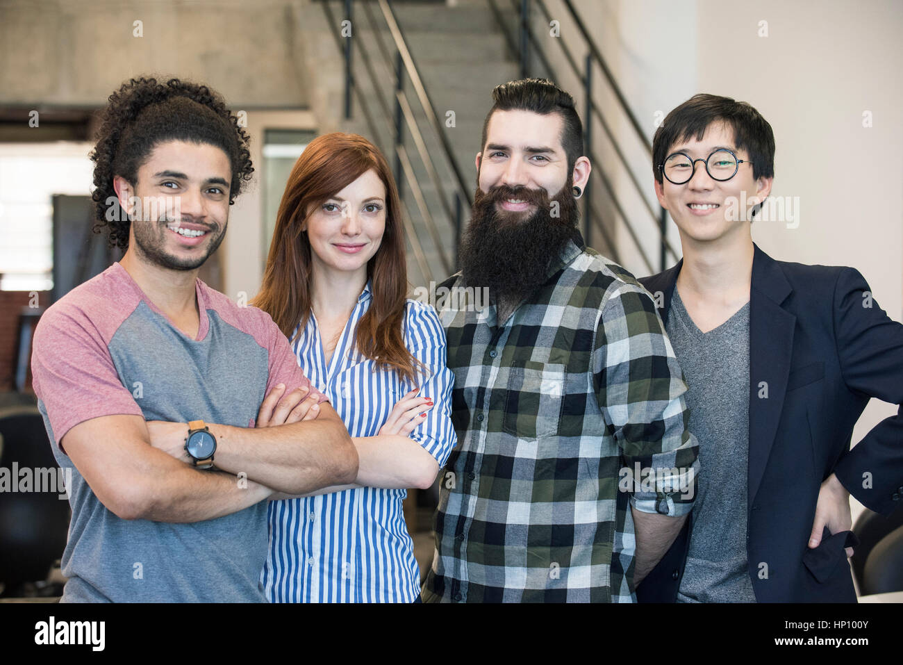 Group four diverse colleagues hi-res stock photography and images - Alamy