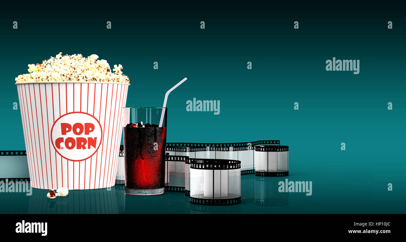 Popcorn and fast food drink. 3Drendering Stock Photo - Alamy