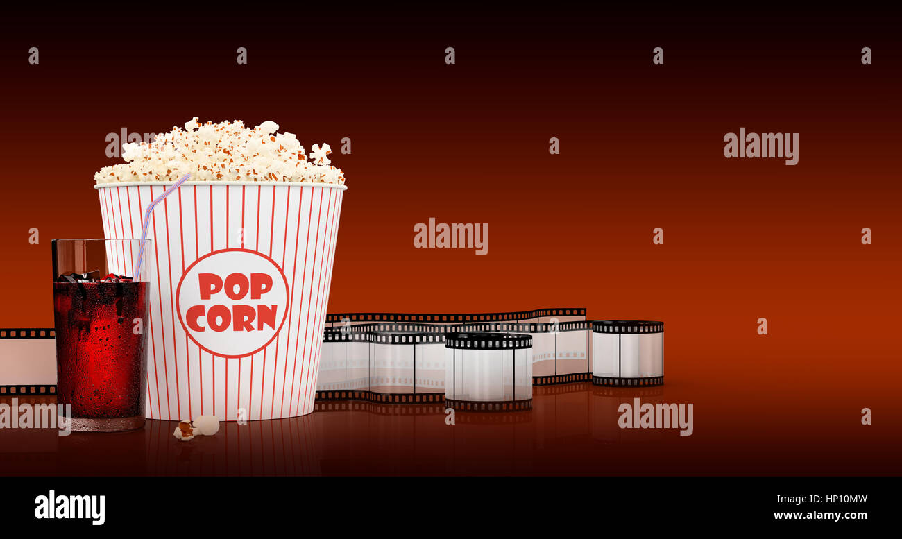 Popcorn and fast food drink. 3Drendering Stock Photo - Alamy