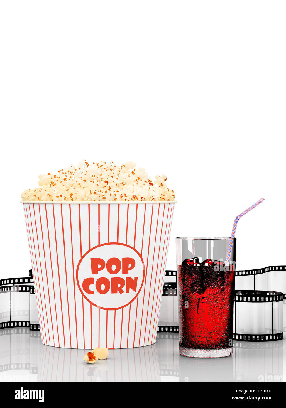 Popcorn and fast food drink. 3Drendering Stock Photo - Alamy