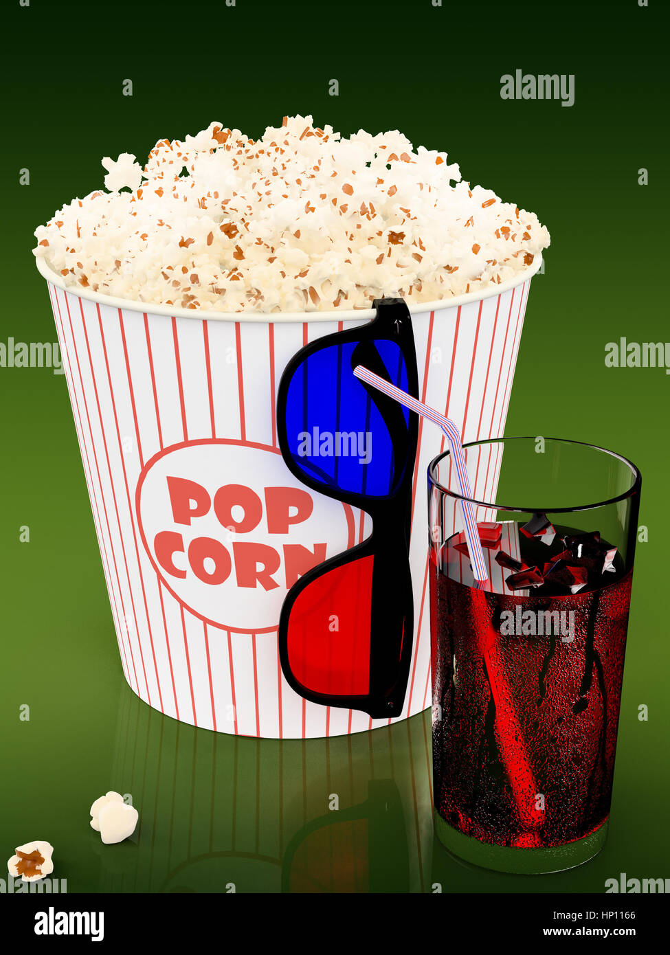 Popcorn and fast food drink. 3Drendering Stock Photo - Alamy