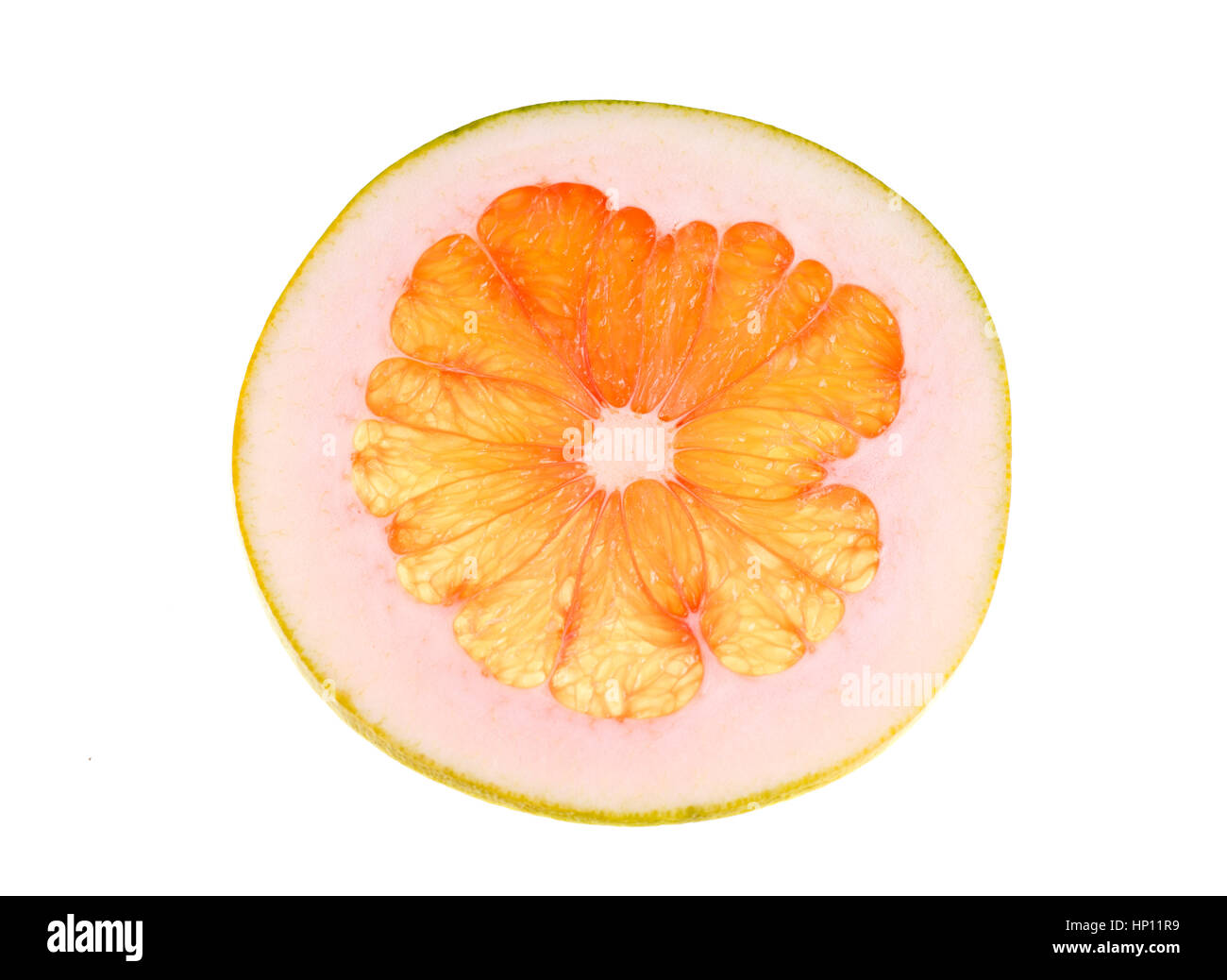 Pink flesh of a pomelo, citrus maxima, on white background Stock Photo ...