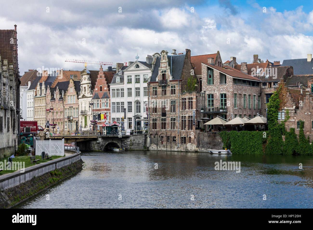 Lys River and the Historical Buildings Ghent Belgium Stock Photo - Alamy