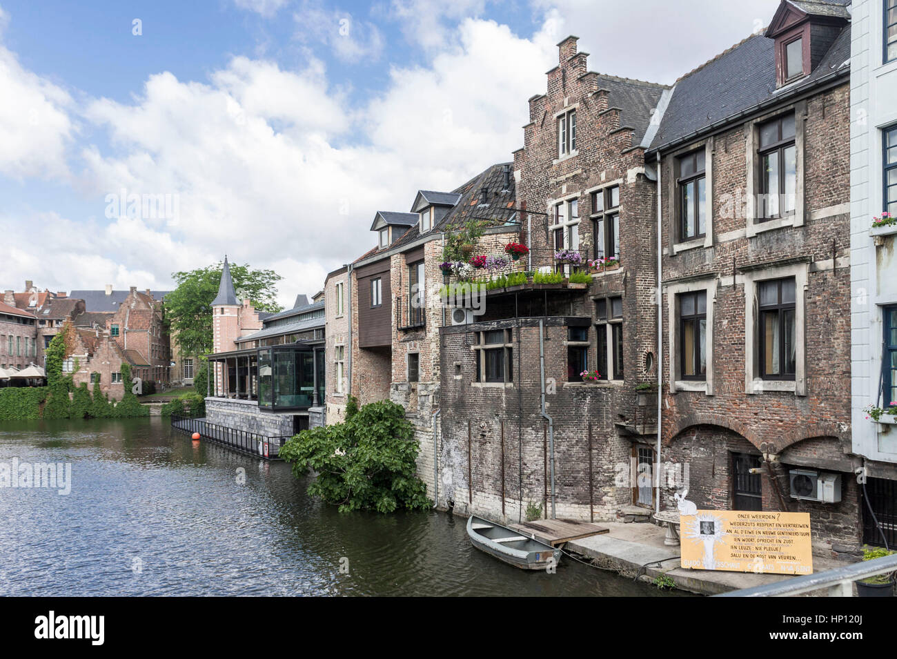 Lys River and the Historical Buildings Ghent Belgium Stock Photo - Alamy