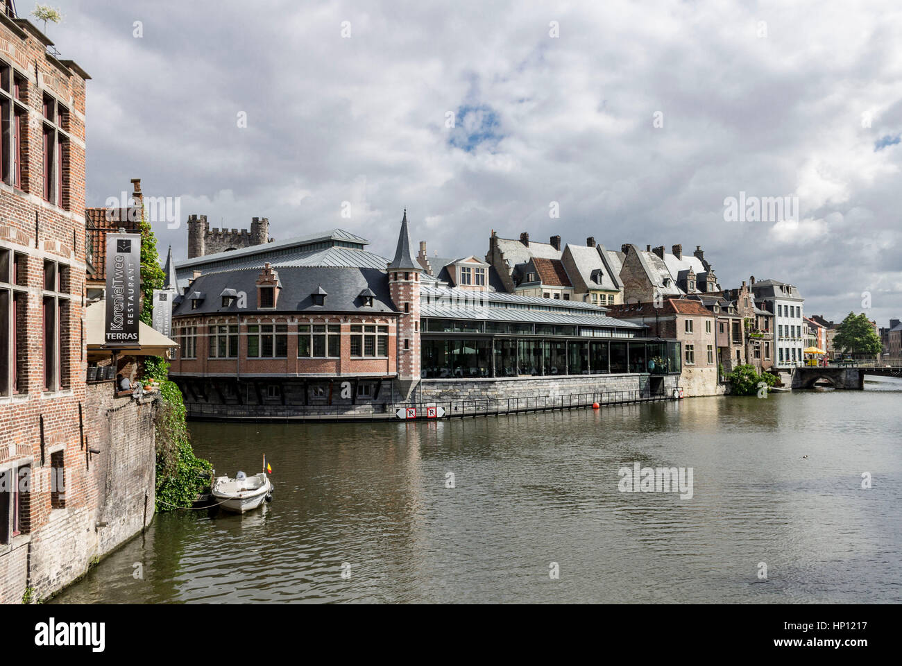Lys River and the Historical Buildings Ghent Belgium Stock Photo - Alamy