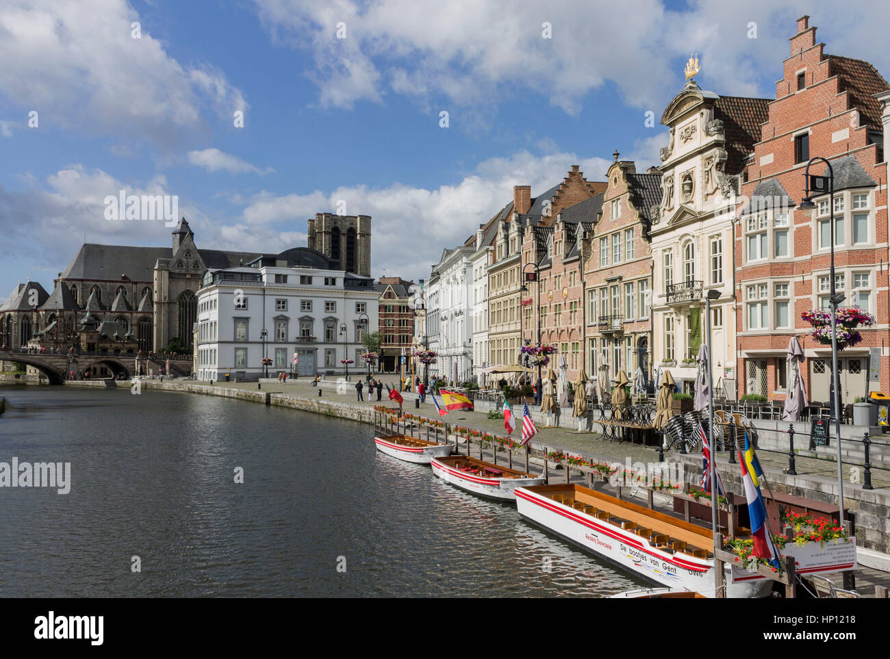 Lys River and the Historical Buildings Ghent Belgium Stock Photo - Alamy