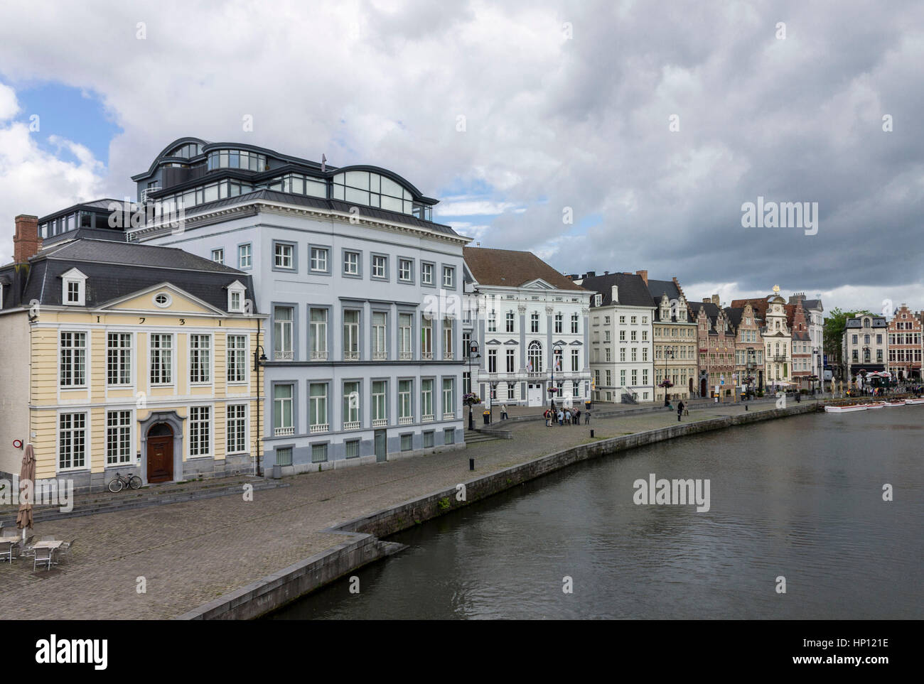 Lys River and the Historical Buildings Ghent Belgium Stock Photo - Alamy
