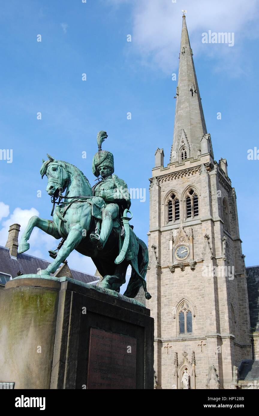 St Nicholas' Church and equestrian statue of General Charles Stewart ...