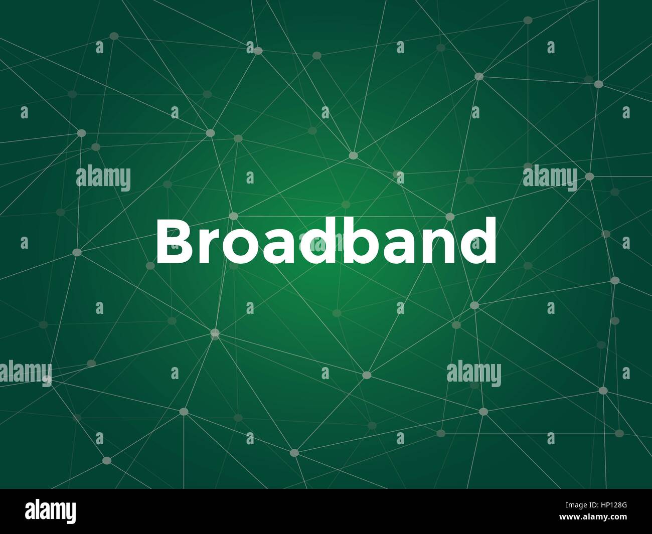 broadband white text illustration with green constellation map as ...