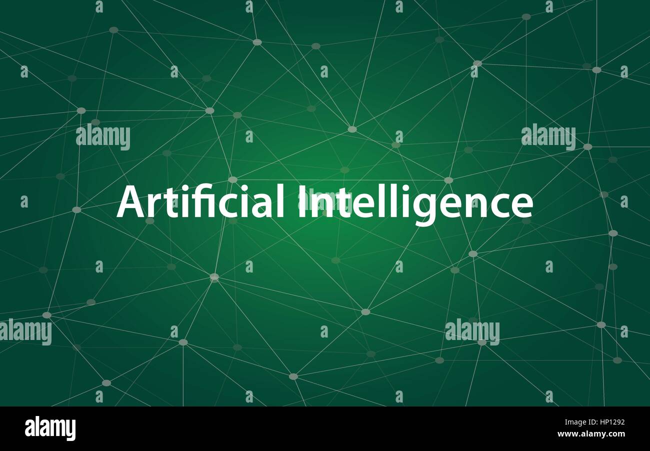 artificial intelligence white tetx illustration with green ...