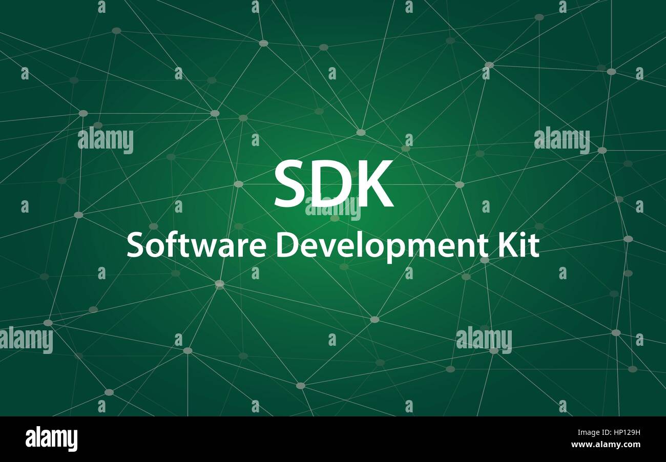 SDK Software Development Kit white tetx illustration with green ...