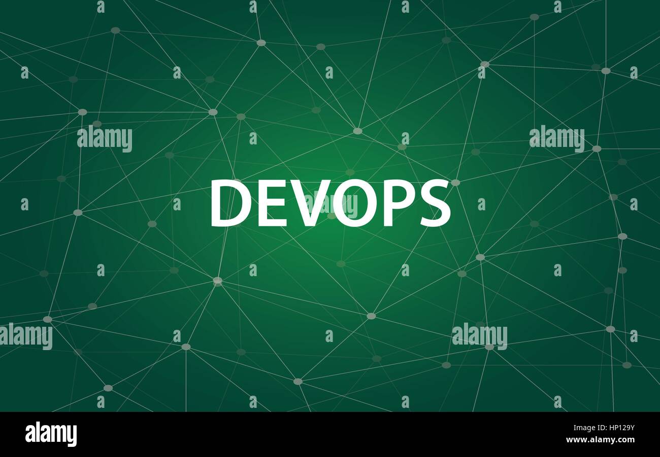 devops white tetx illustration with green constellation map as ...