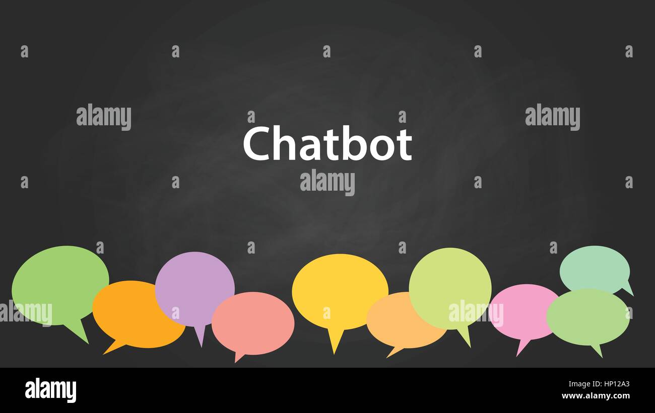 chatbot white text illustration with colourful callouts and black ...