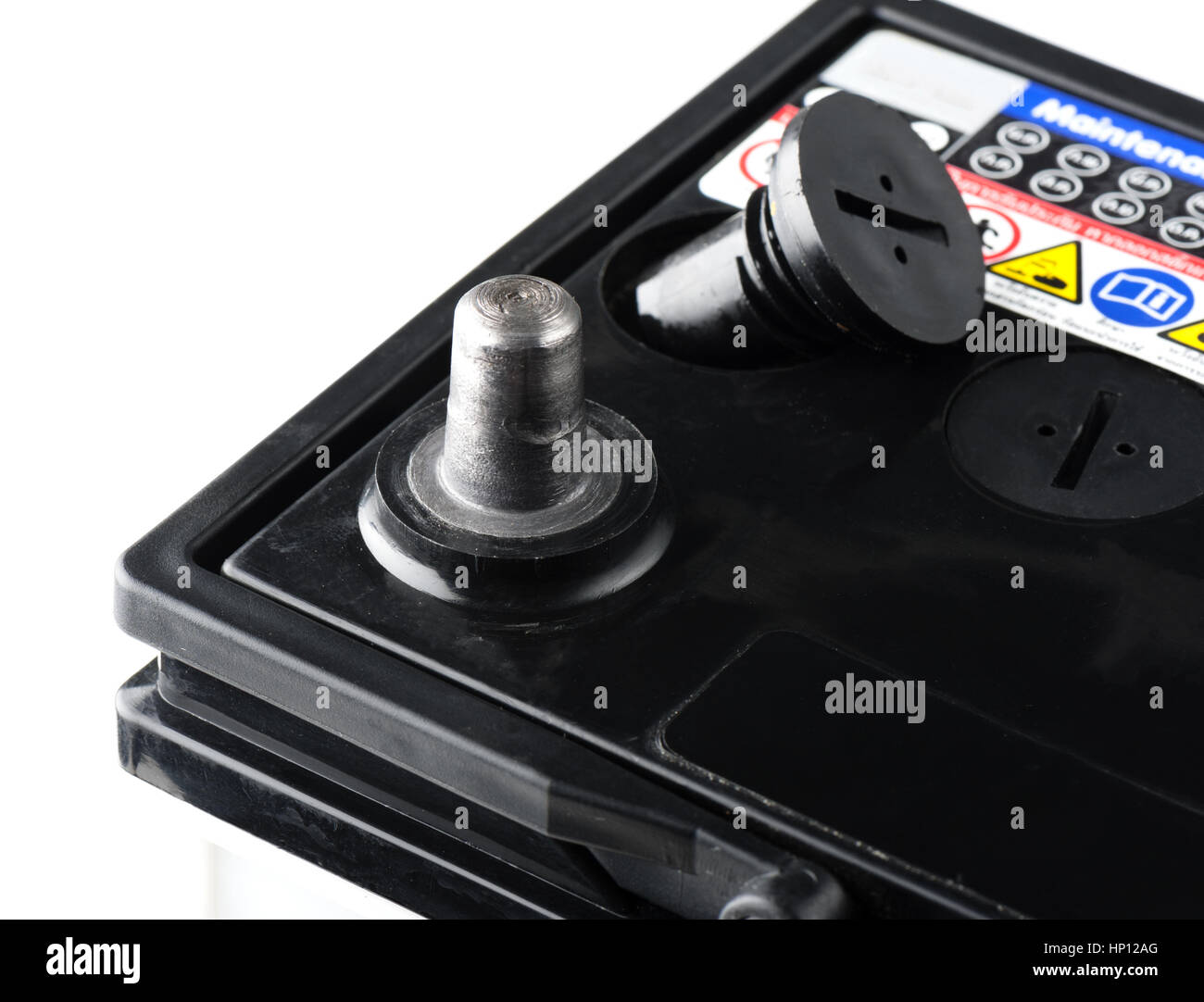 closeup car battery on white background Stock Photo - Alamy