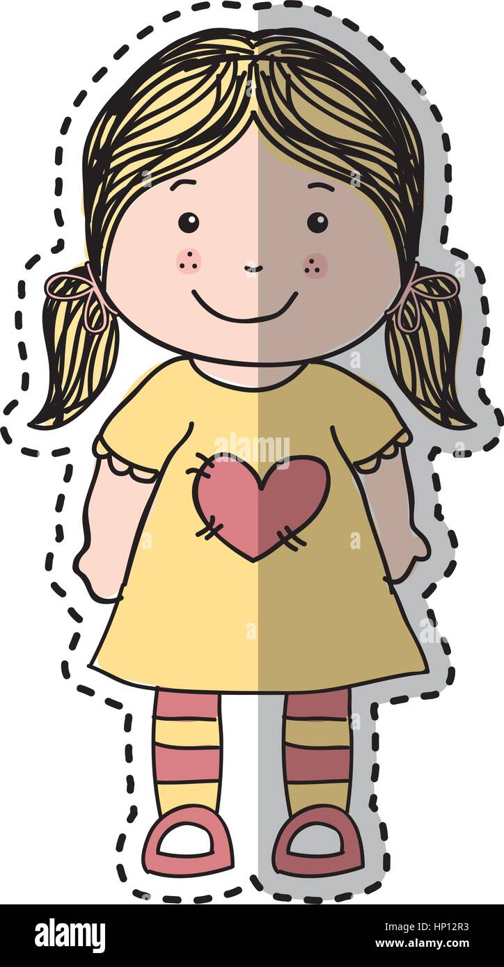 little girl drawing isolated icon vector illustration design Stock ...