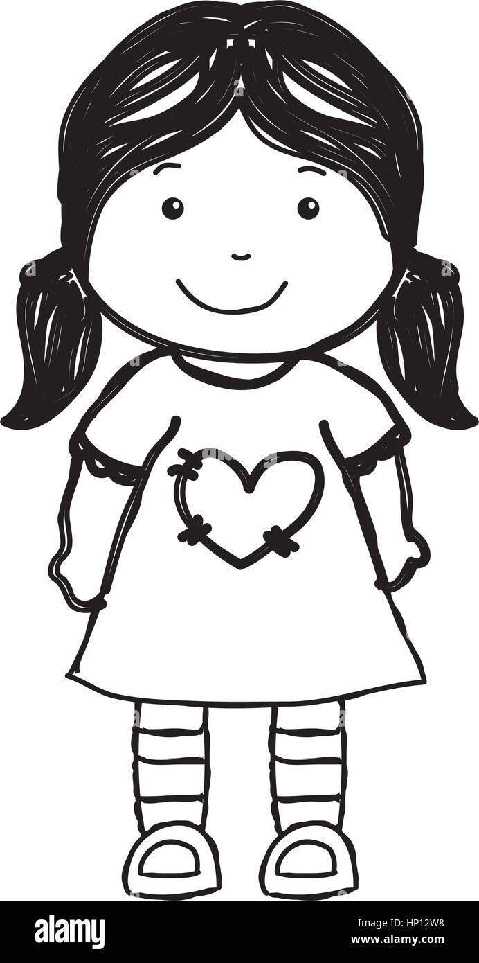 little girl drawing isolated icon vector illustration design Stock ...