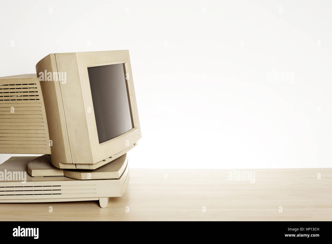 old and dirty personal computer on desktop Stock Photo - Alamy