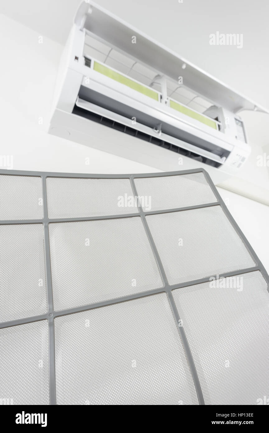 clean stainless air filter for wall type air conditioner Stock Photo ...