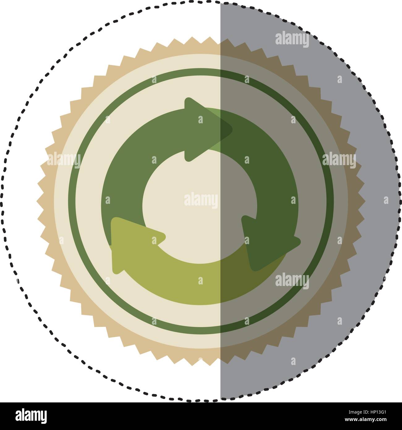 color circular frame sticker with circular recycling symbol vector ...