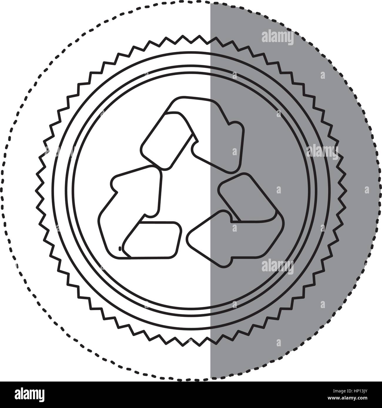 sticker monochrome of circular frame with recycling symbol vector ...