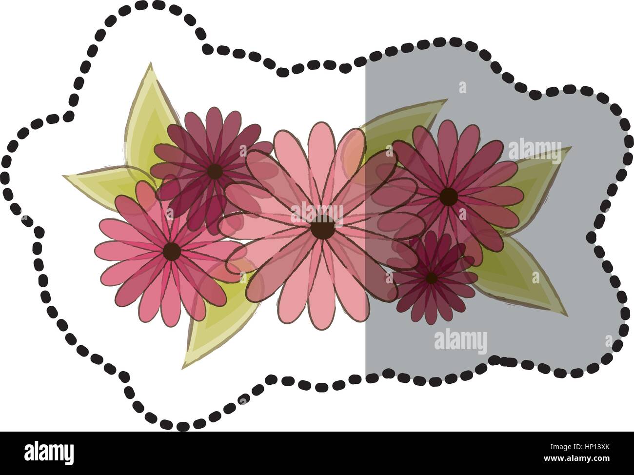 sticker faded flowers bouquet floral design with leaves vector ...