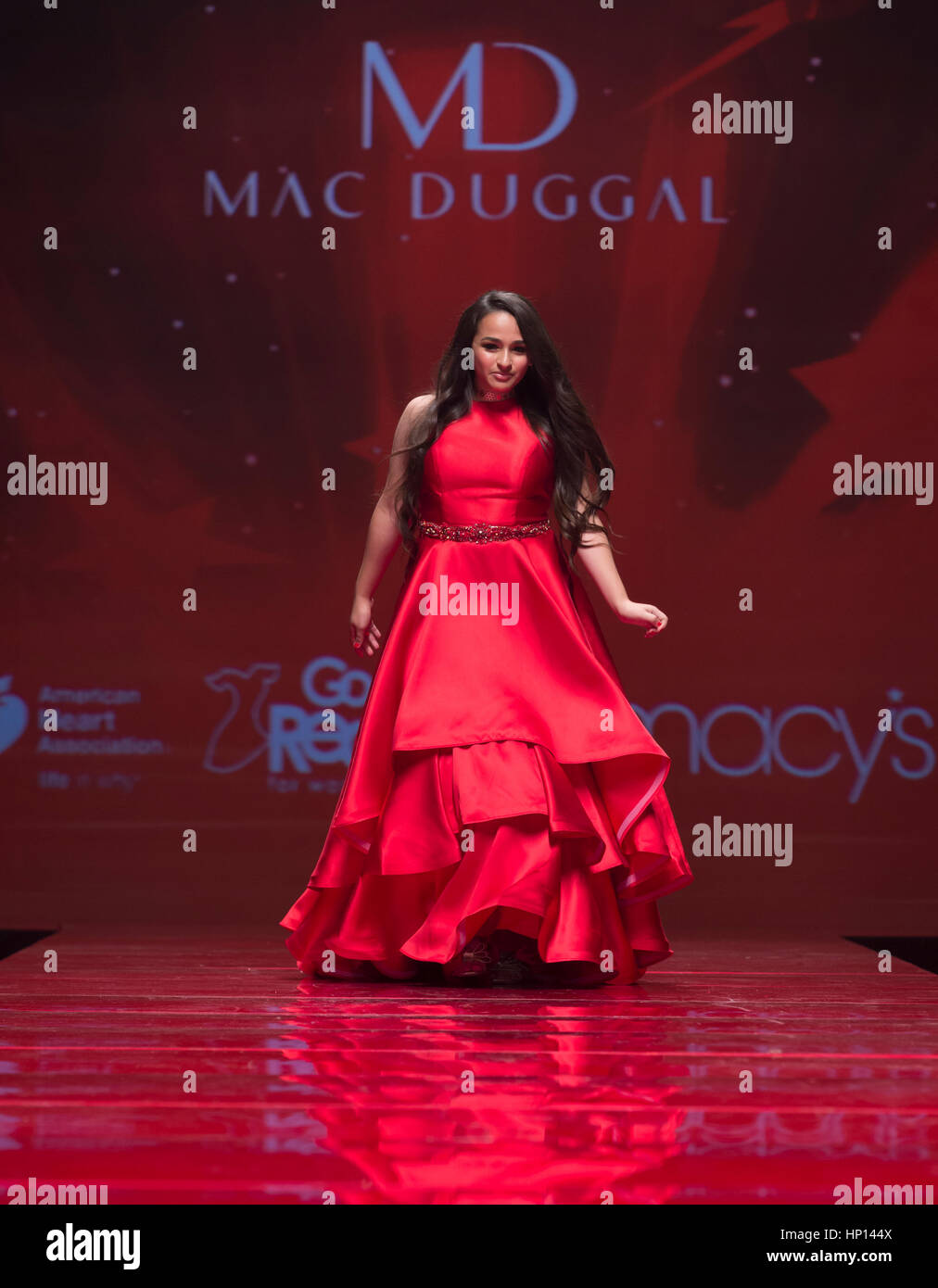 New York, NY USA - February 9, 2017: Jazz Jennings in Mac Duggal walks ...