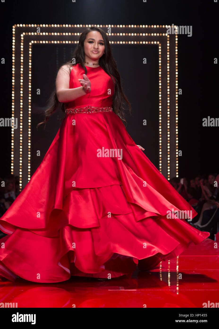 New York, NY USA - February 9, 2017: Jazz Jennings in Mac Duggal walks ...