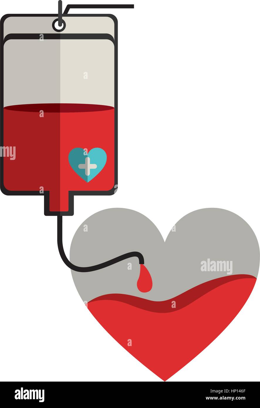 bag donate blood and heart shape vector illustration Stock Vector Image ...