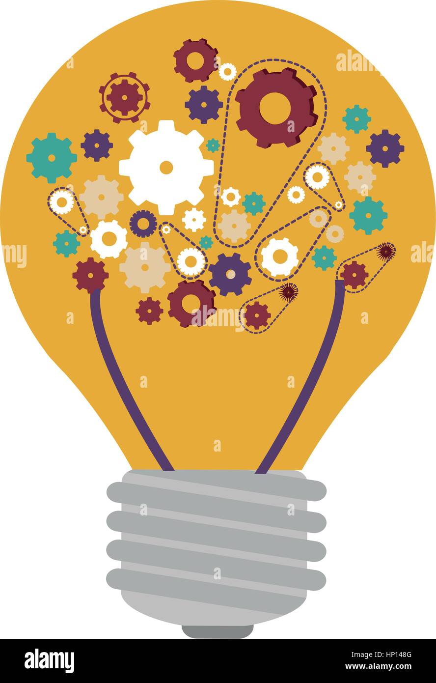 light bulb with filaments and gear wheel collection vector illustration ...