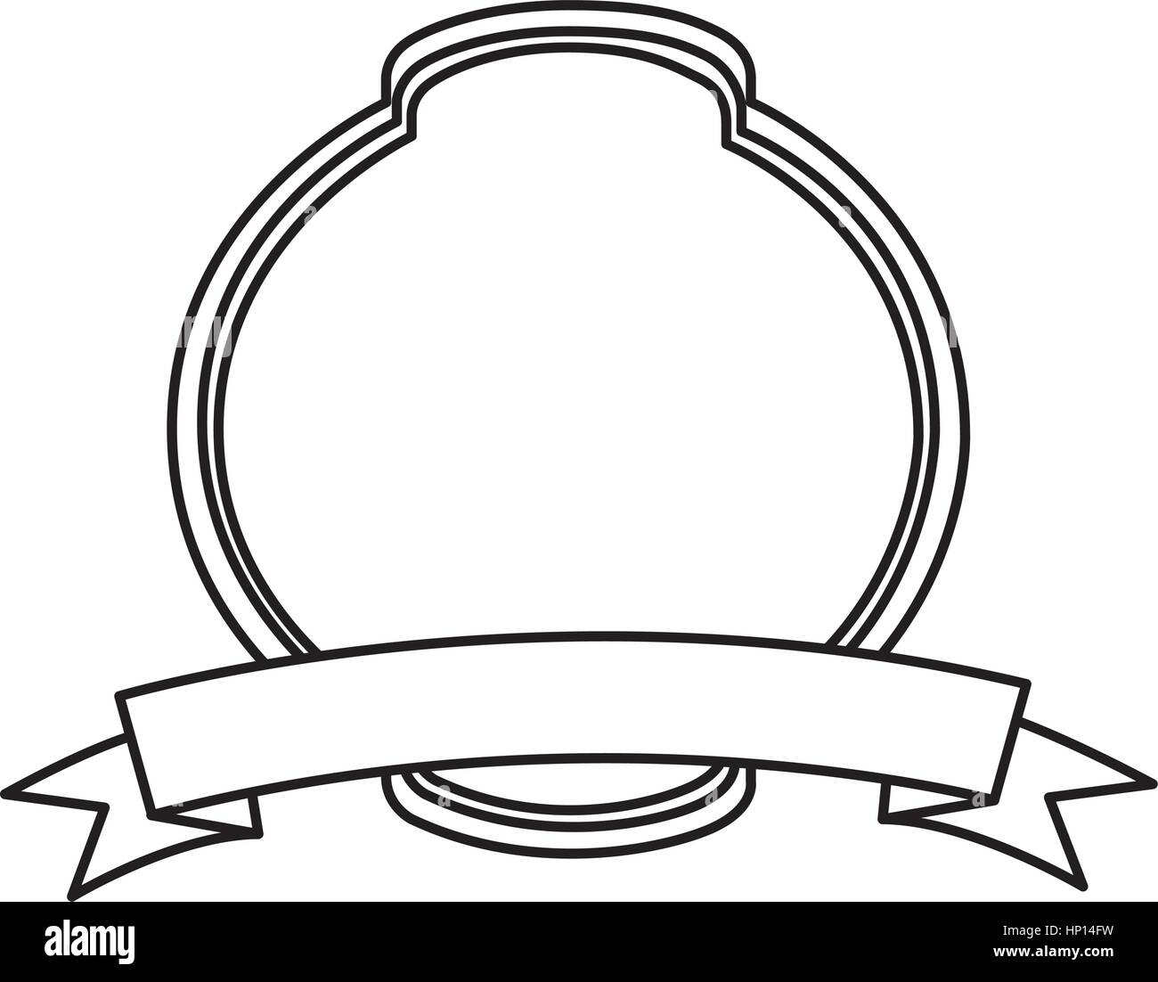 silhouette rounde heraldic decorative frame with label vector ...