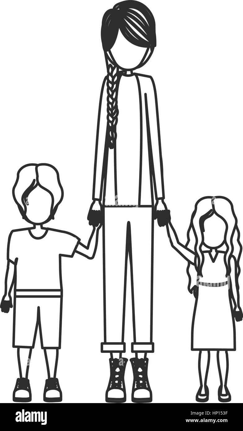 people woman with her children icon, vector illustration design Stock ...