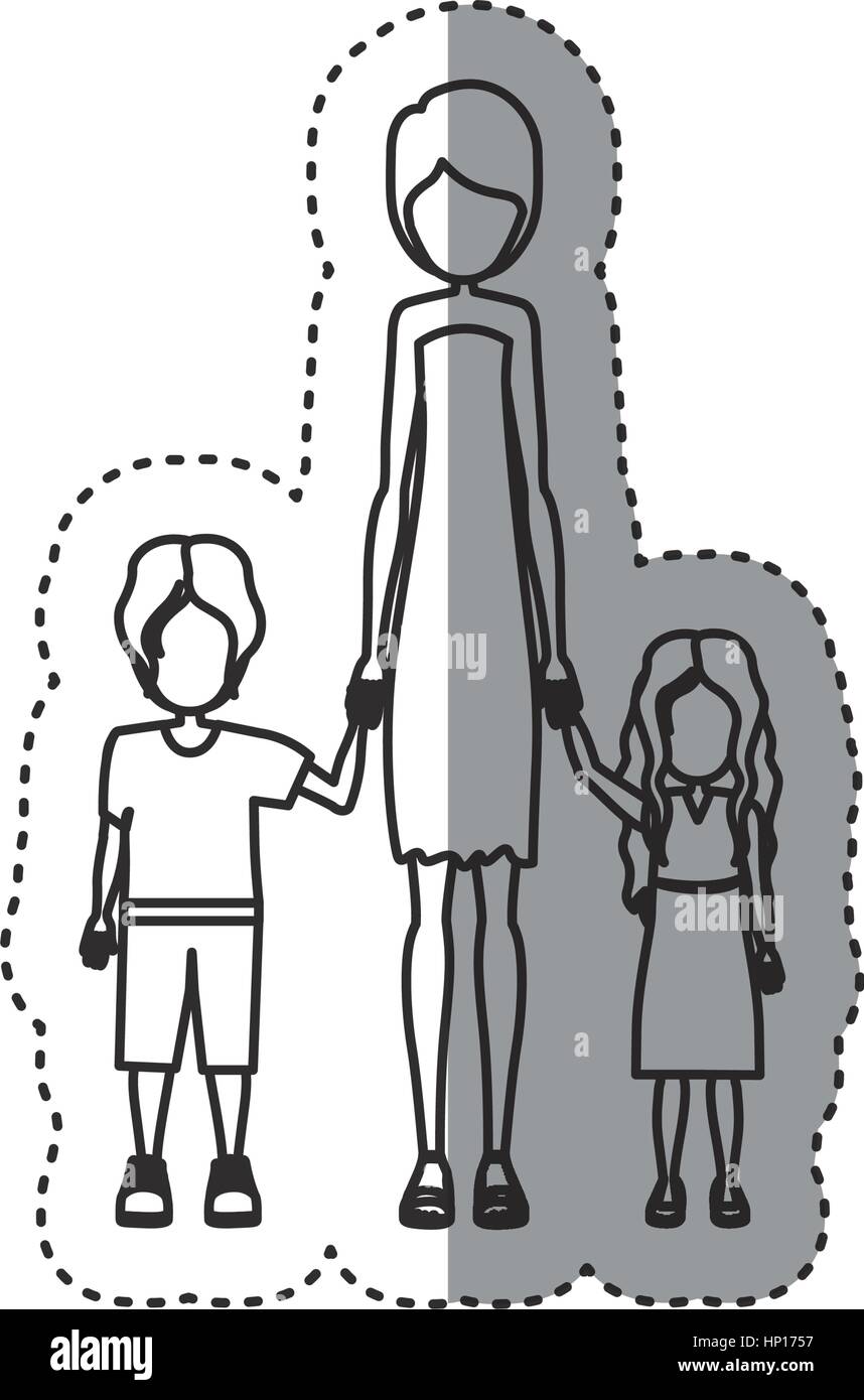people woman with her children icon Stock Vector Image & Art - Alamy