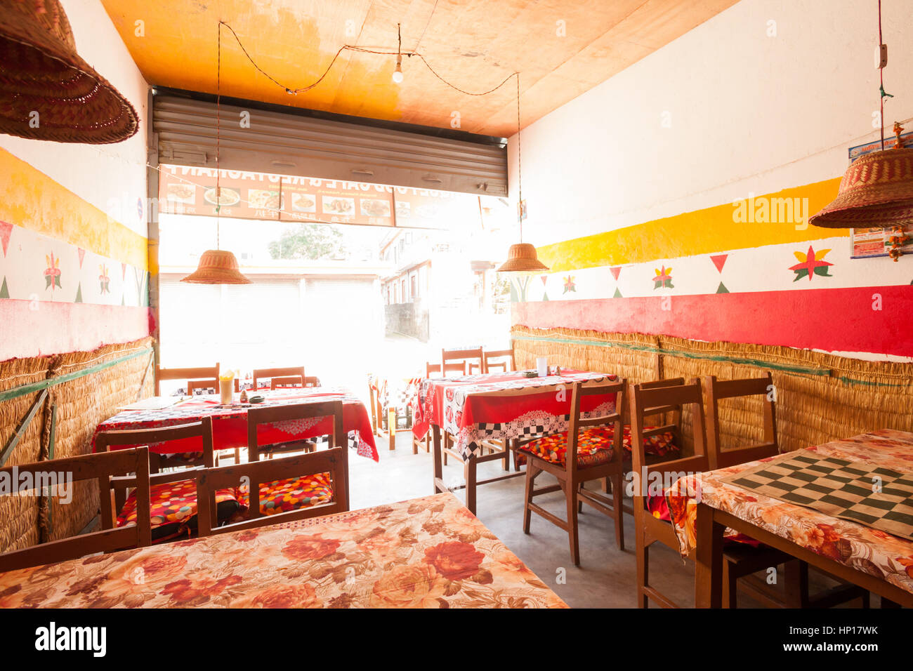 Nepalese traditional street cafe, Pokhara, Nepal Stock Photo - Alamy