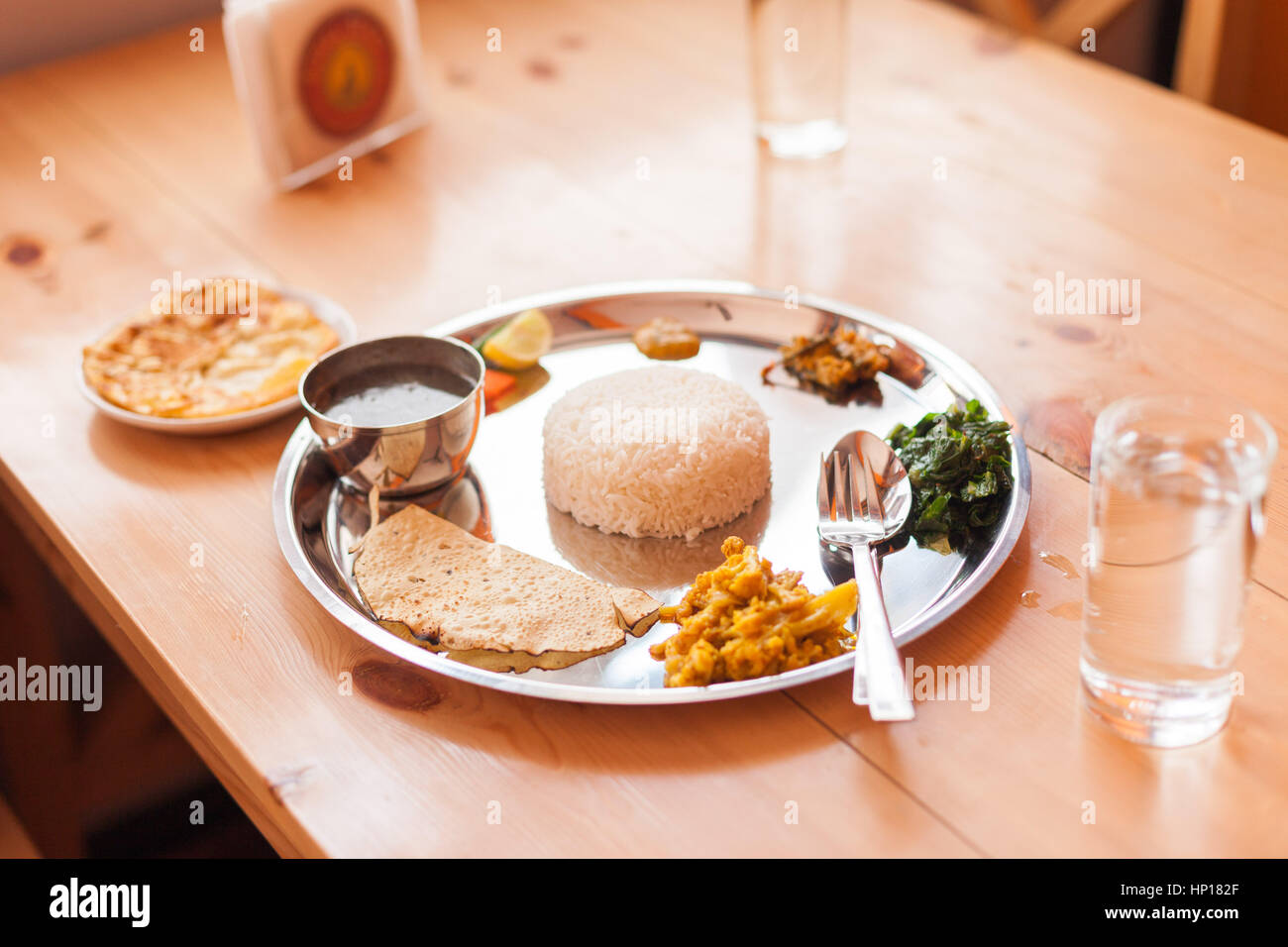 A Nepali Thali (Dal Bhat) set made with ingredients from Upper Mustang ...