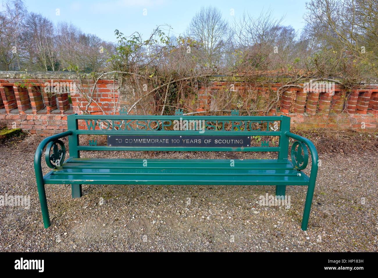 commemorative bench for 100 years of scounting Stock Photo - Alamy