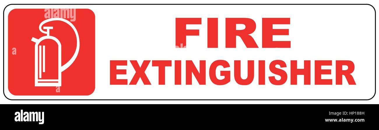 Fire extinguisher banner. Vector warning icon on red Stock Vector Image ...