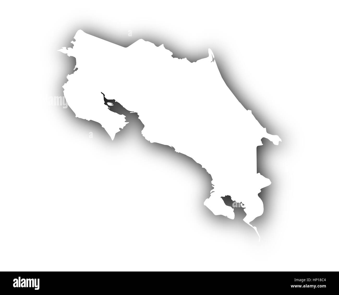 Map of Costa Rica with shadow Stock Photo - Alamy