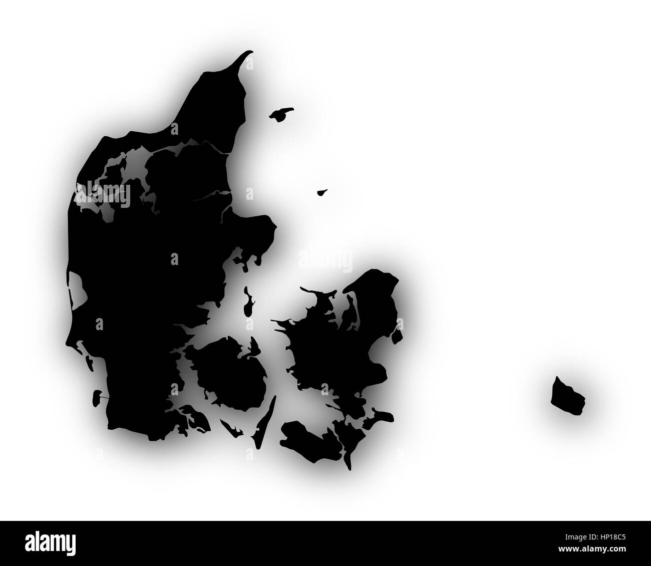 Map of Denmark with shadow Stock Photo - Alamy