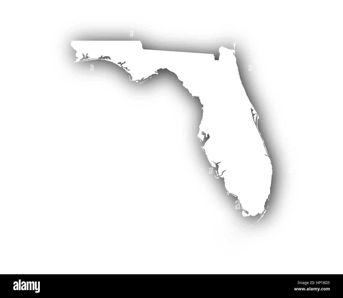 Map of Florida with shadow Stock Photo - Alamy