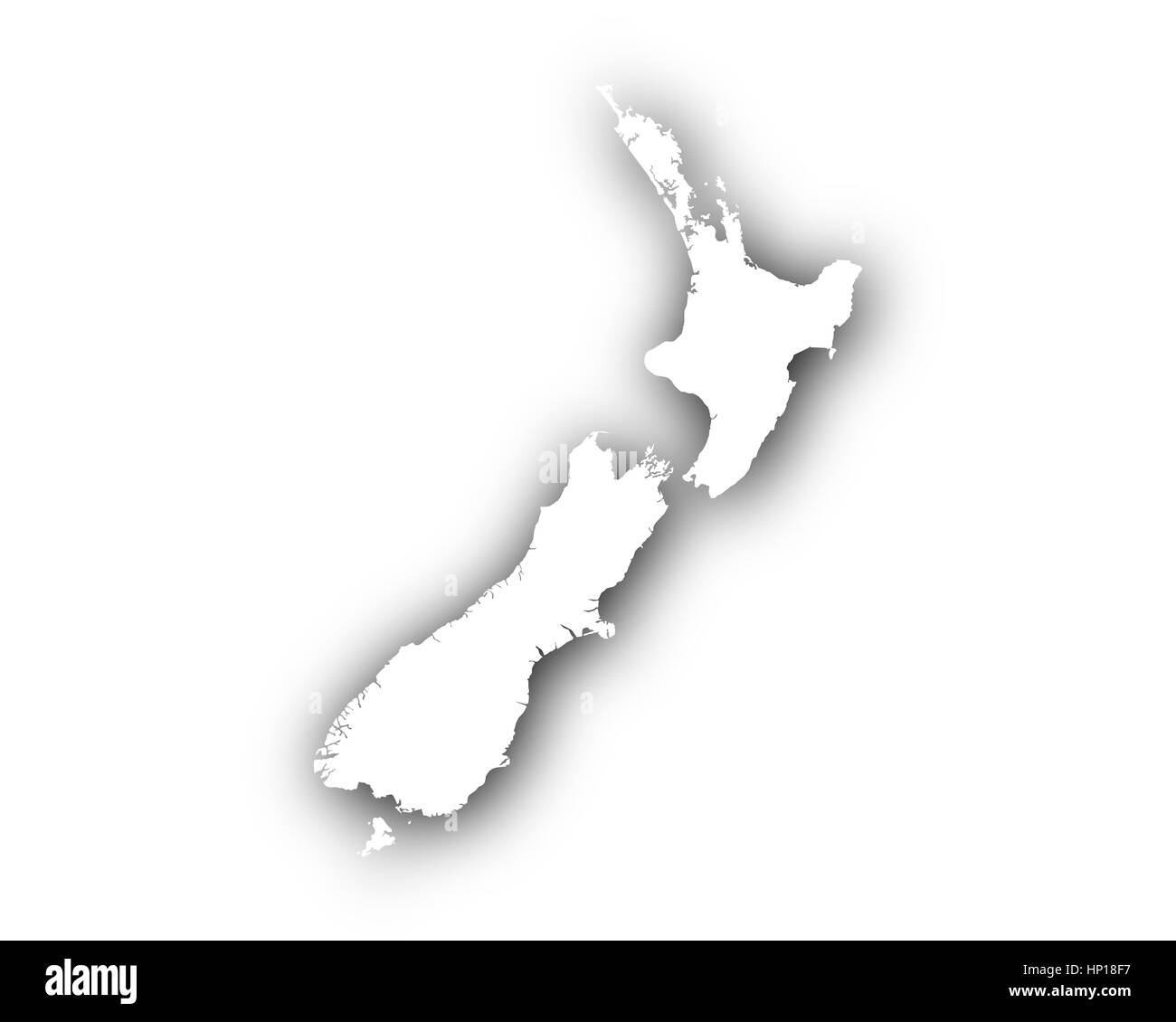 Map of New Zealand with shadow Stock Photo - Alamy