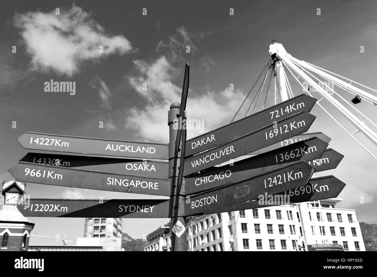 Mombasa road sign Black and White Stock Photos & Images - Alamy